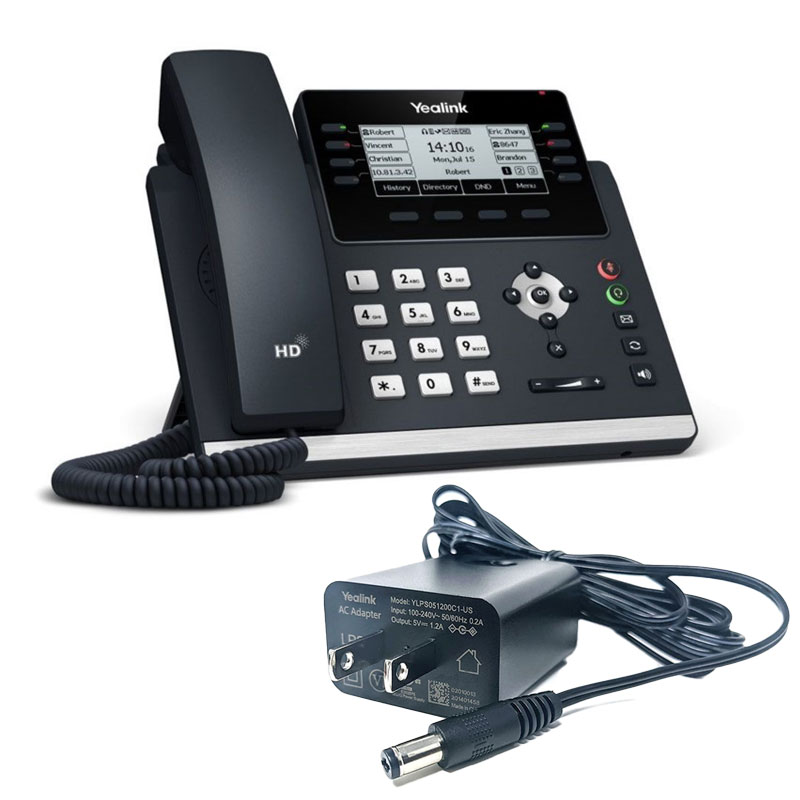 Yealink SIP-T43U IP Phone with Power Supply - 1301202 - 888VoIP