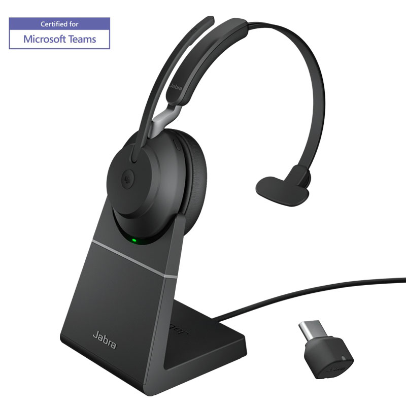 Jabra Evolve2 65, Link380c MS Mono Desk Stand Black - 26599-899-889 - 888VoIP