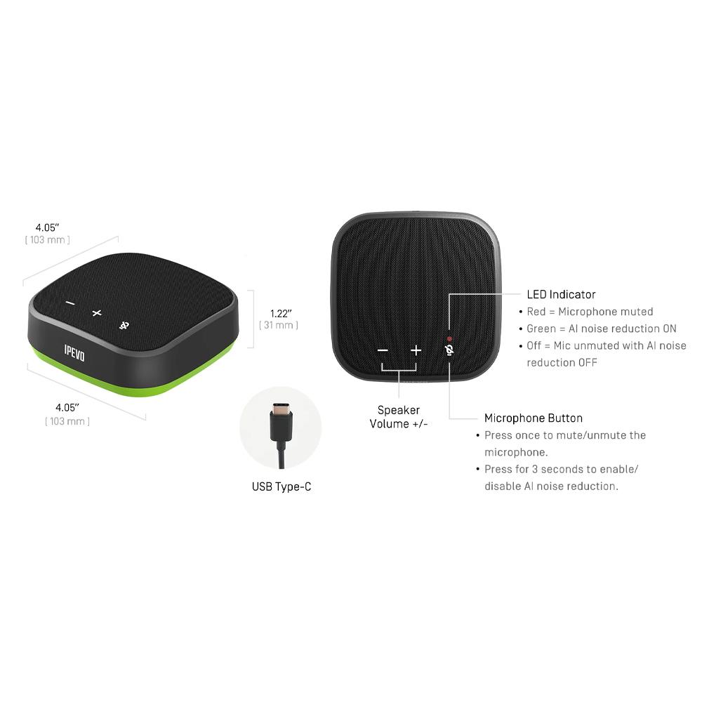 IPEVO VC-A10 USB Speakerphone - 5-925-2-08-00 - 888VoIP