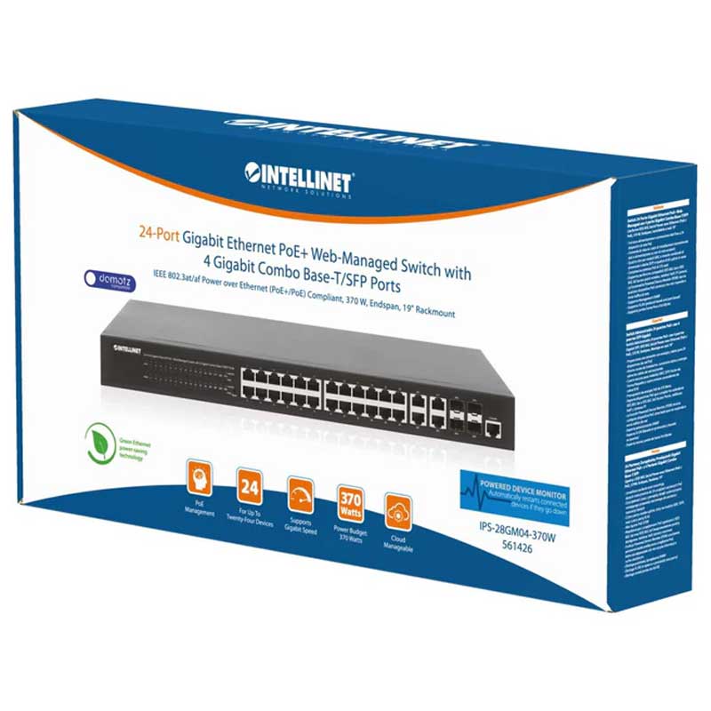 Intellinet IPS-28GM04-370W 24-Port Gigabit Ethernet PoE+ Web-Managed ...