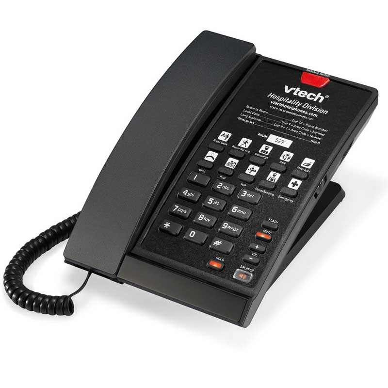 VTech Hospitality A2210 Matte Black - 80-H022-13-000 Analog Corded ...